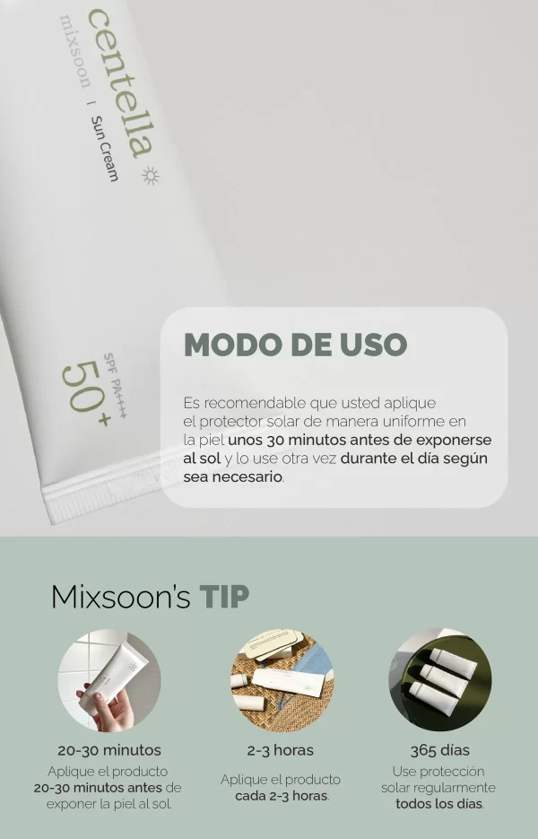 Mixsoon Crema solar Centella SPF50 /PA - Seoul Skin